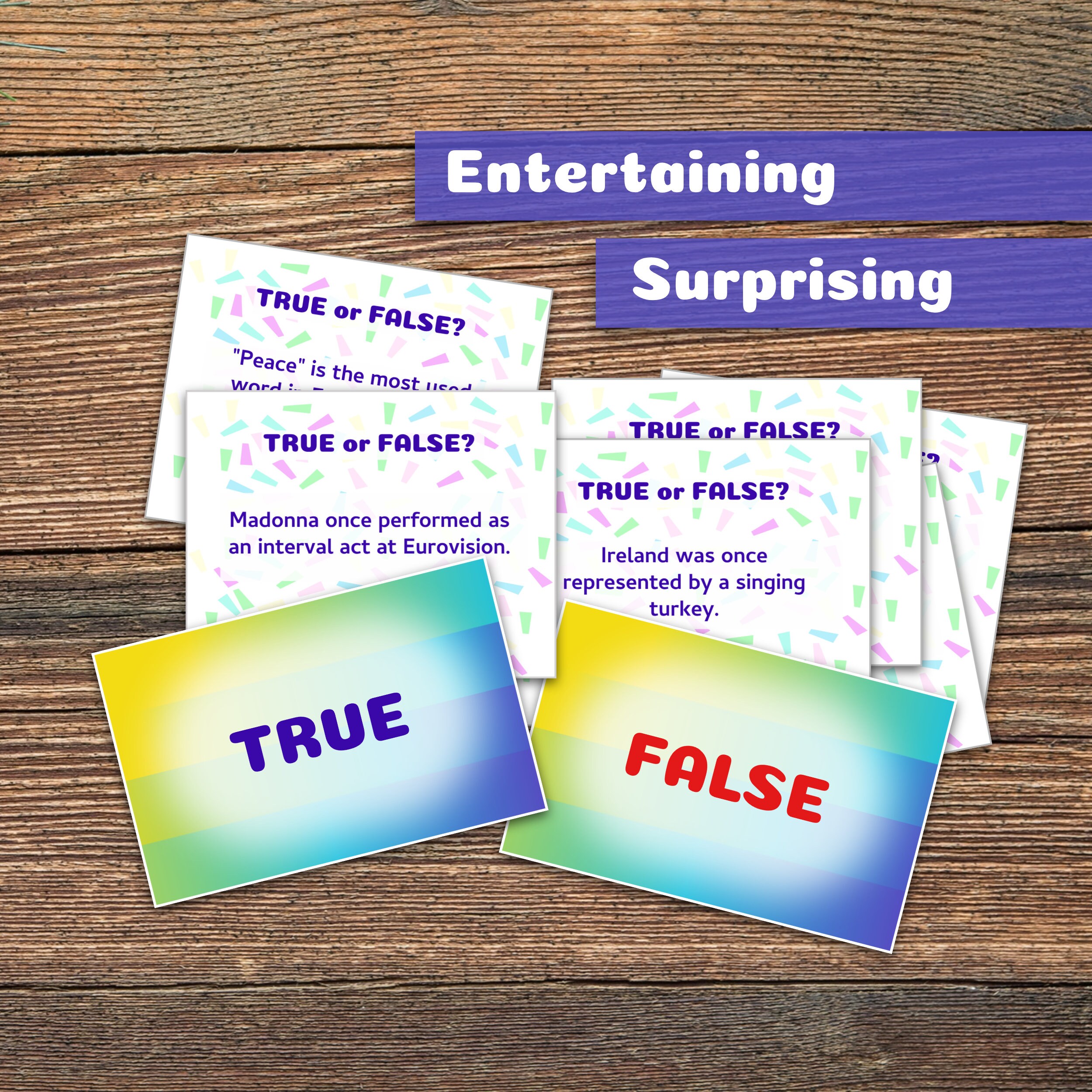 Eurovision True or False Printable Party Game With 60 Fun and ...