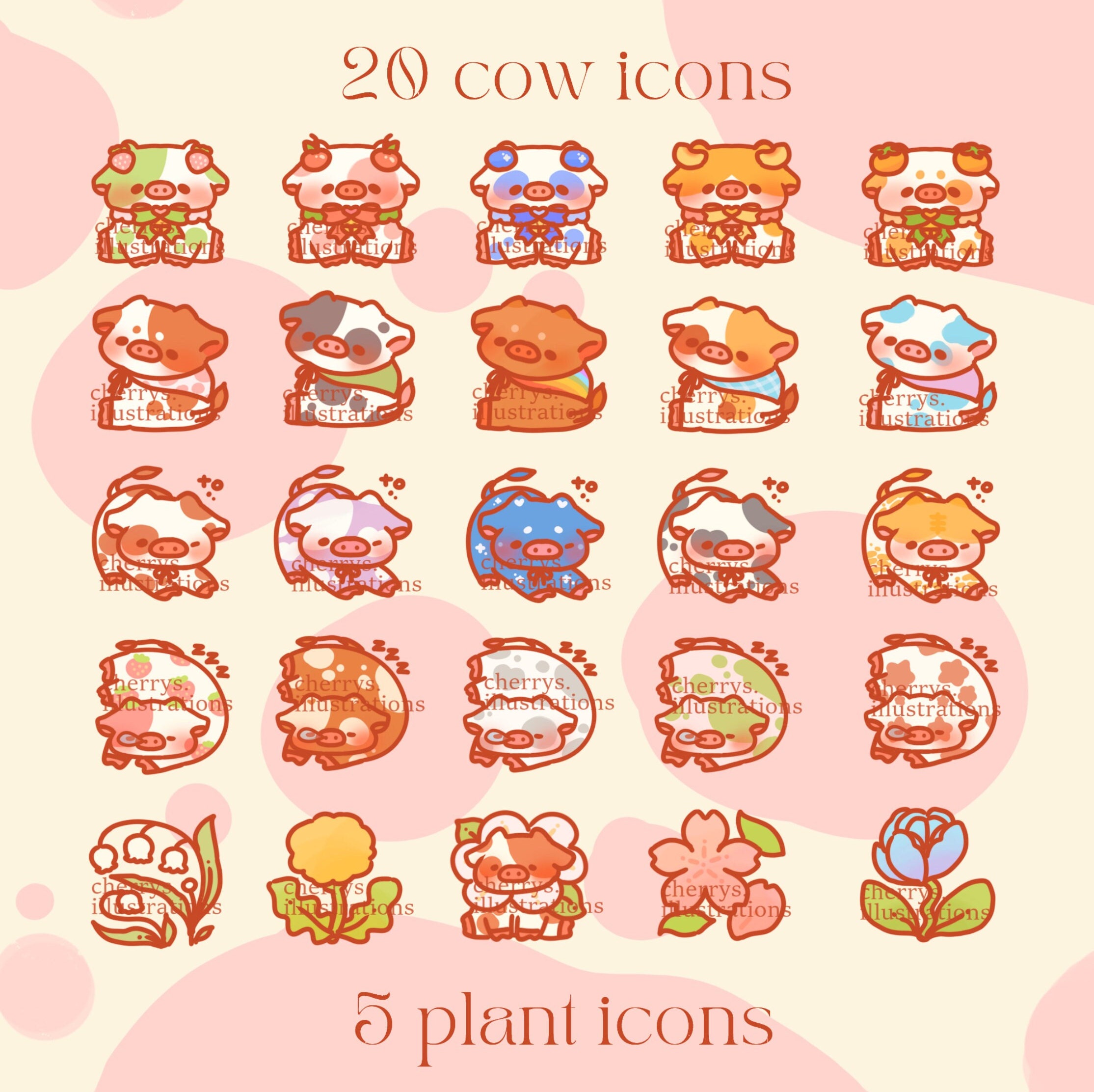 Cute Aesthetic Cows Desktop Laptop Icons Wallpaper Pack - Etsy UK