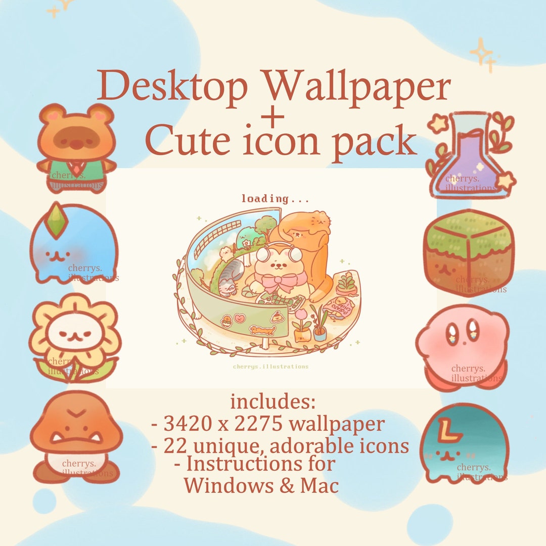 Cute Aesthetic Video Games Desktop Laptop Icons + Wallpaper Pack - Etsy