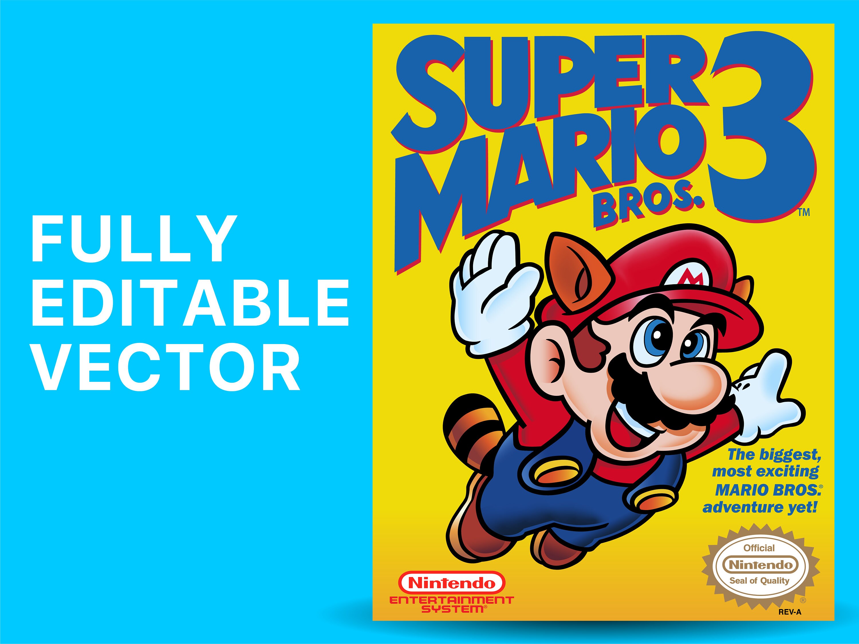 Super Mario Bros 3 Vector File: NES Cover Art (digital Download) - Etsy
