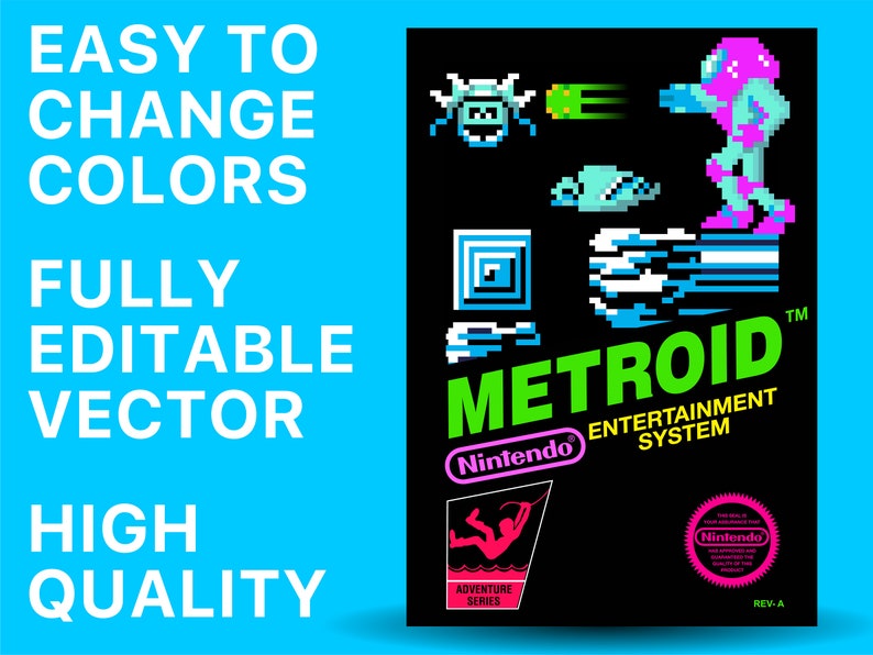 Metroid Svg, Ai, Eps - High Quality Vector File Digital Download - NES ...