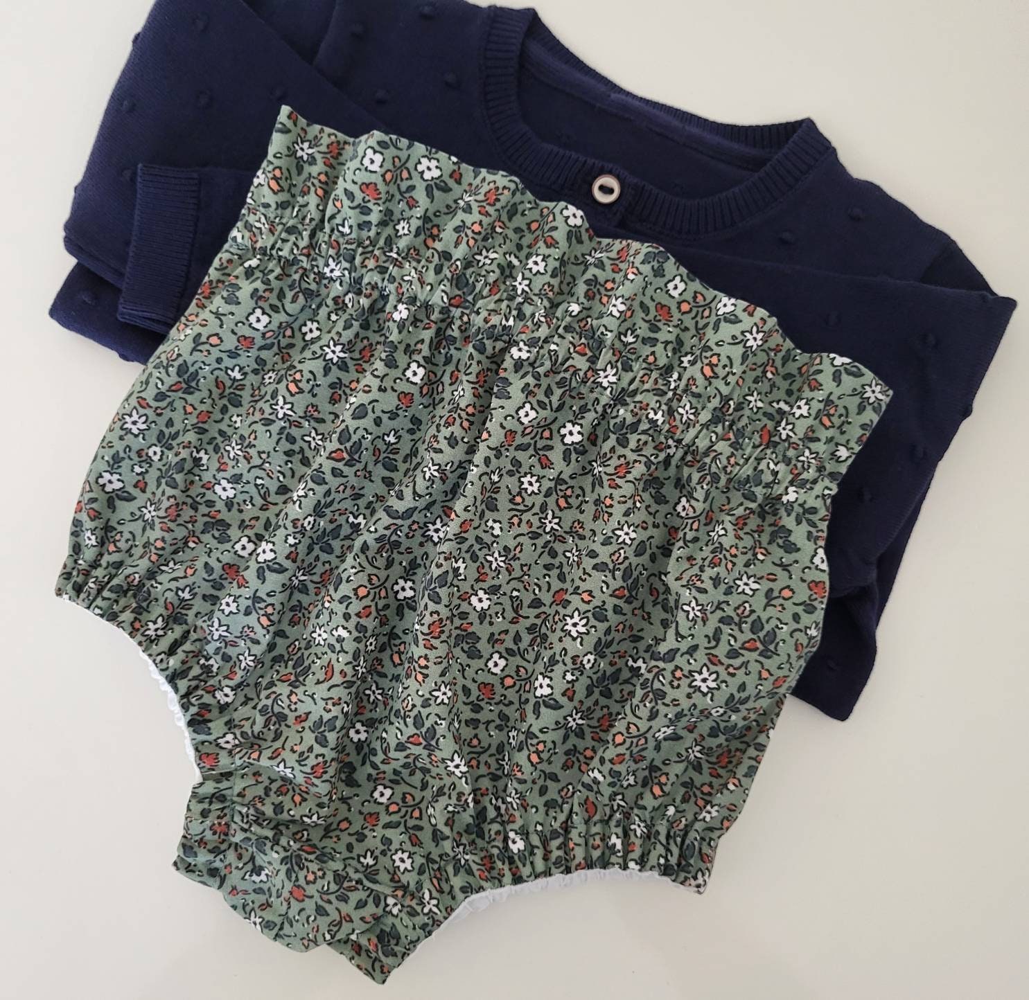 Sage Ditsy Floral Bloomer//baby Girl Bloomer, Sage Green Bloomer ...