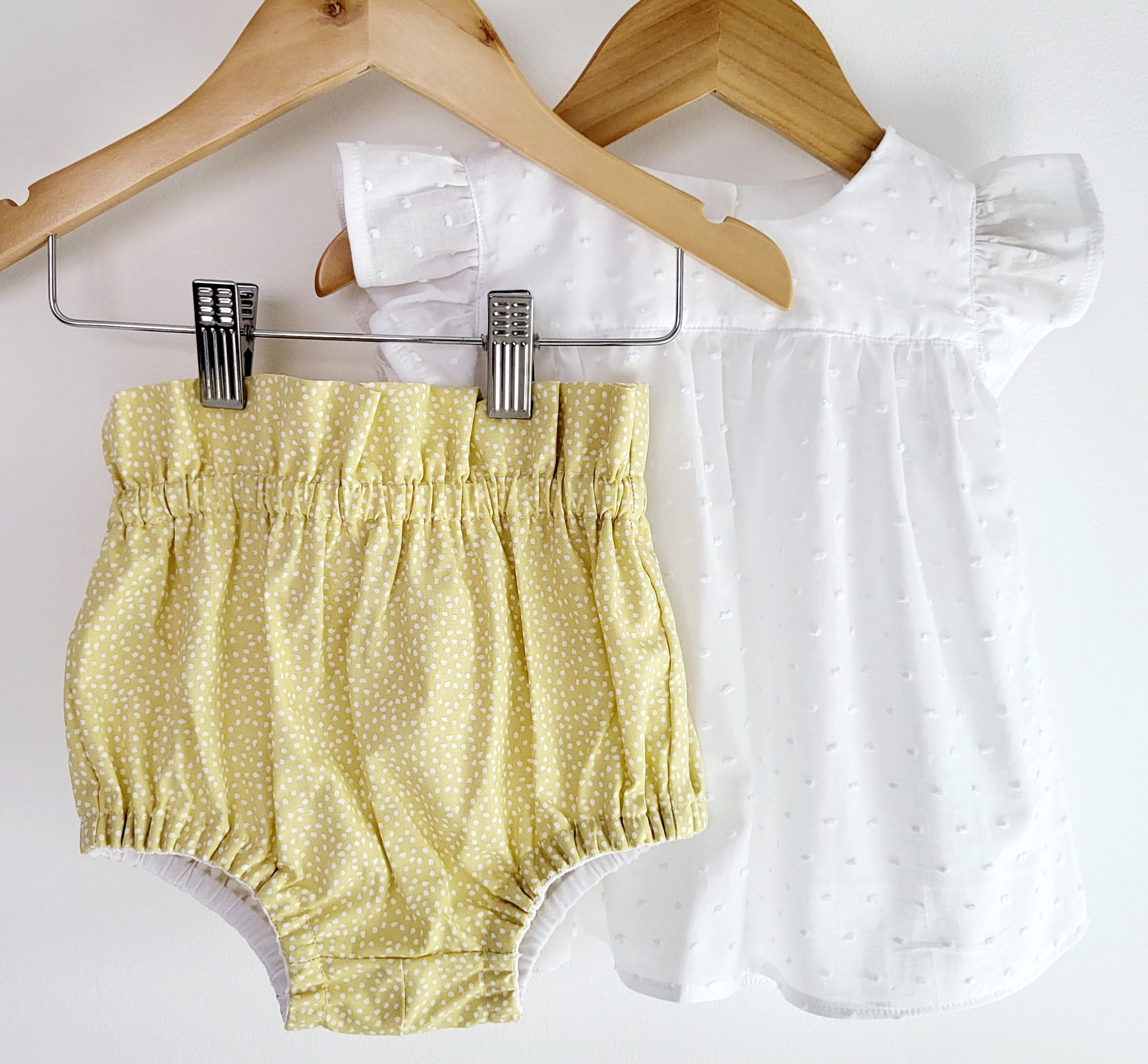 Yellow Baby Bloomer//lemon Dotty Baby Girl Bloomer - Etsy