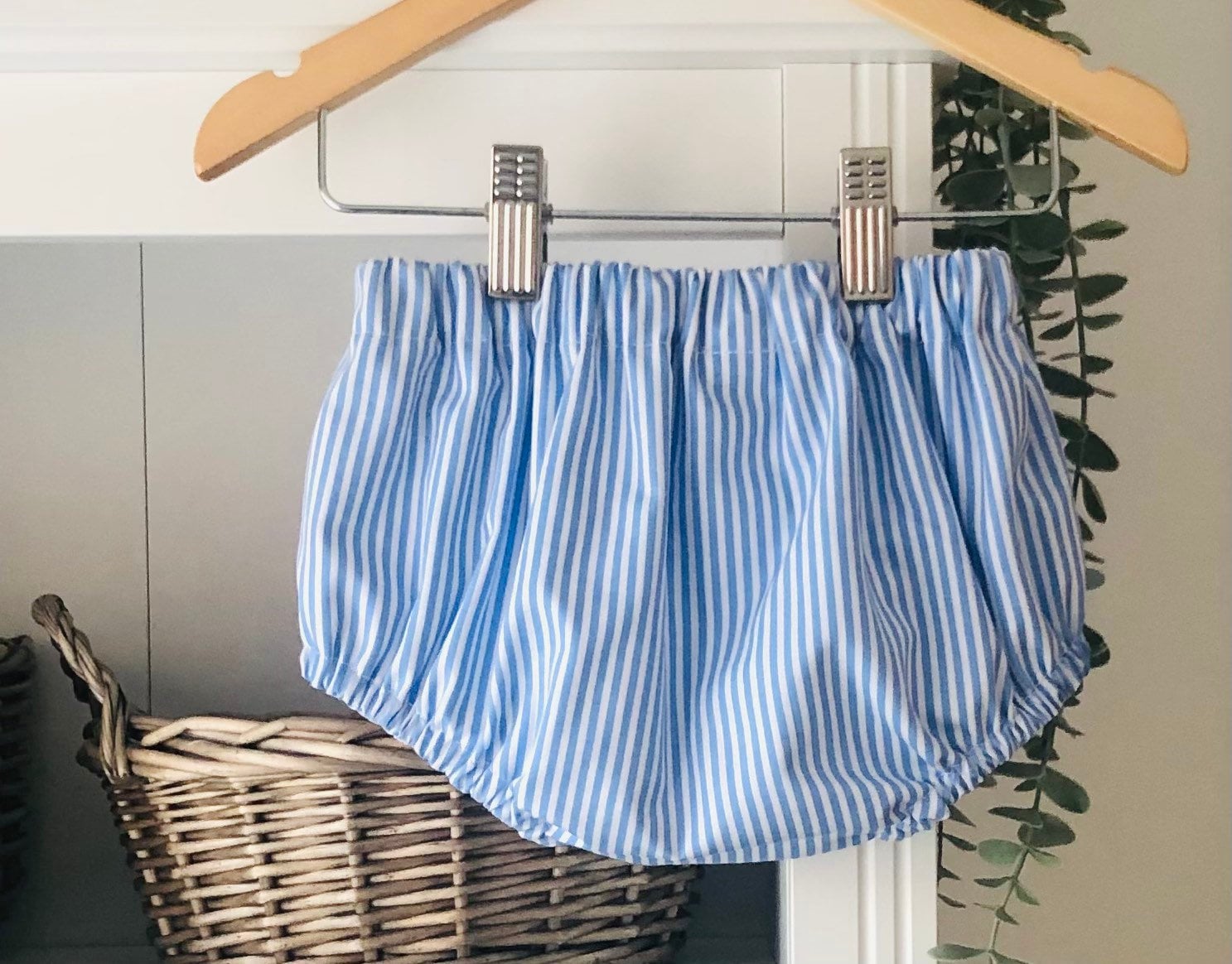 Pale Blue Striped Bloomer//baby Boy Bloomer Blue and White - Etsy
