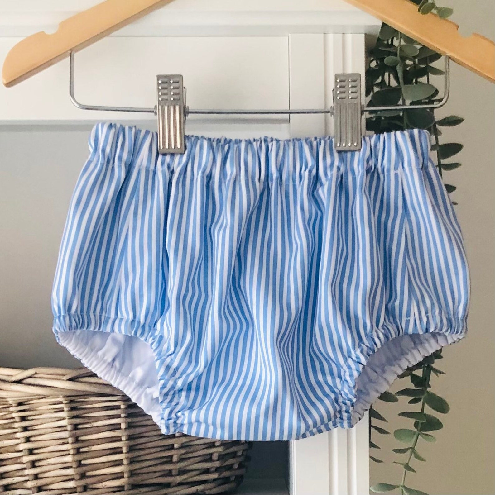 Pale Blue Striped Bloomer//baby Boy Bloomer Blue and White - Etsy