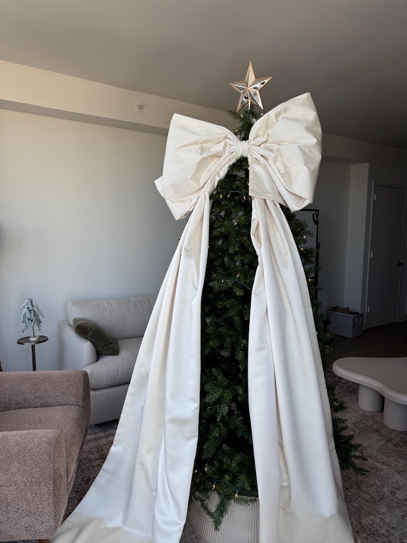 Giant Satin Christmas Tree Bow Topper - Elegant Holiday Decor - Etsy