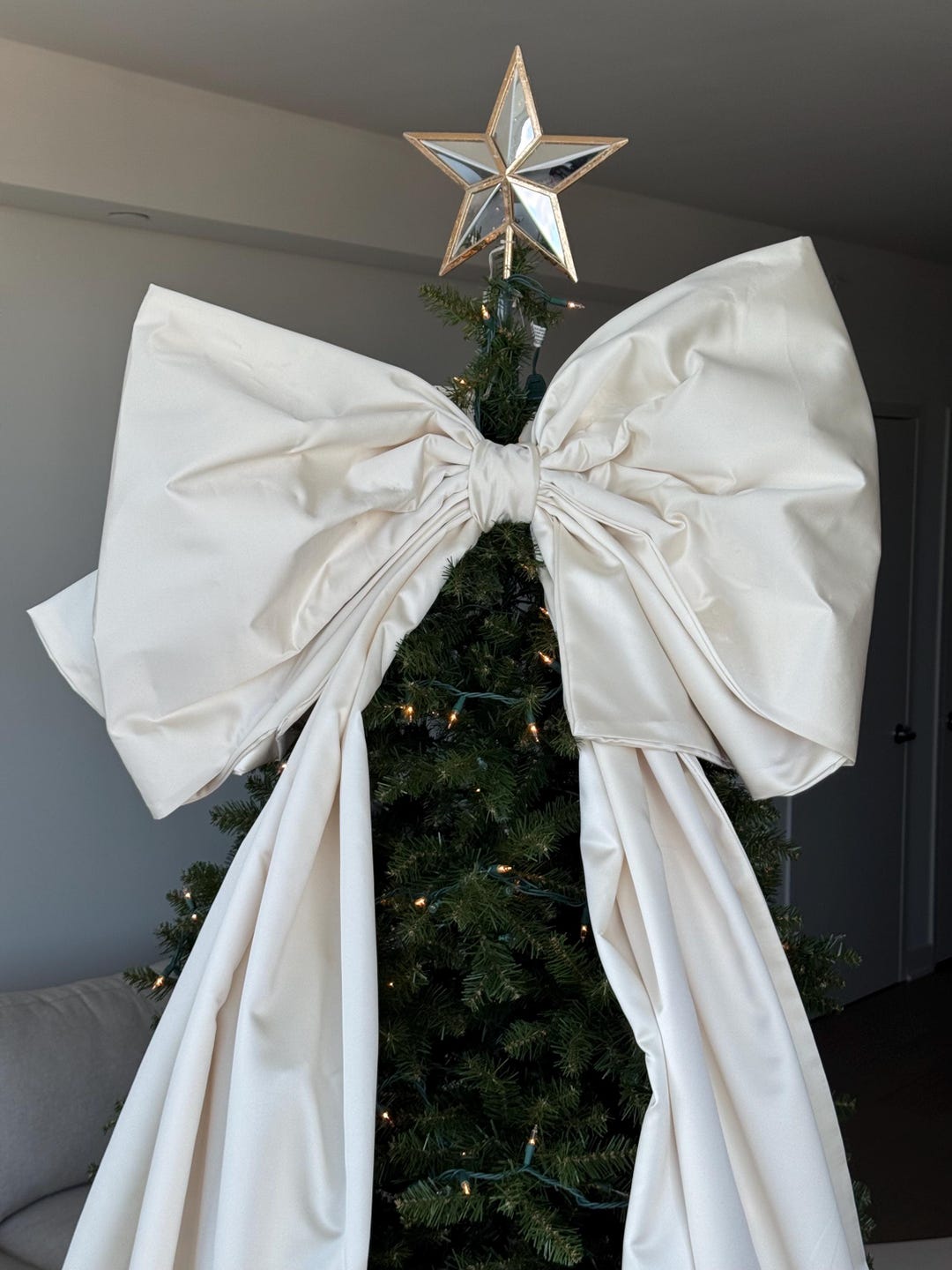 Giant Satin Christmas Tree Bow Topper - Elegant Holiday Decor - Etsy