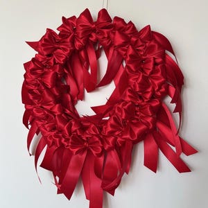 14" Satin Bow Wreath: Hand-tied Ribbon, Wedding Event & Holiday Decor ...