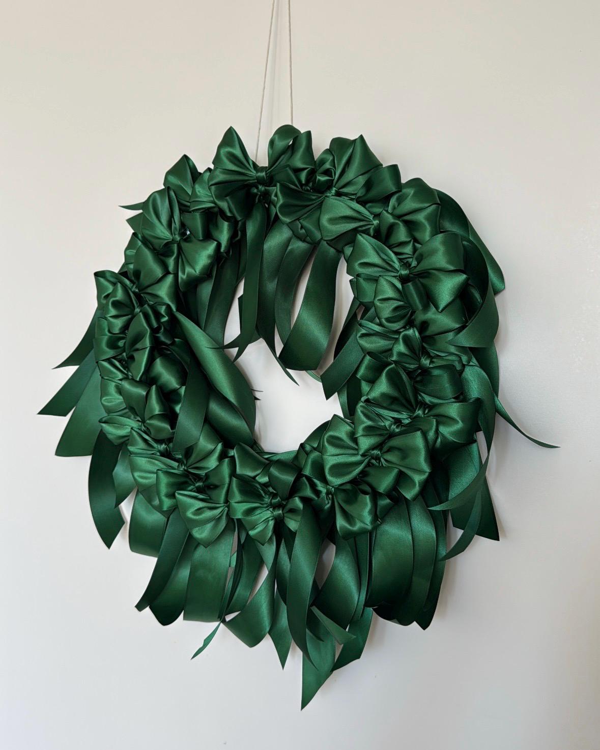 14" Satin Bow Wreath: Hand-tied Ribbon, Wedding Event & Holiday Decor ...