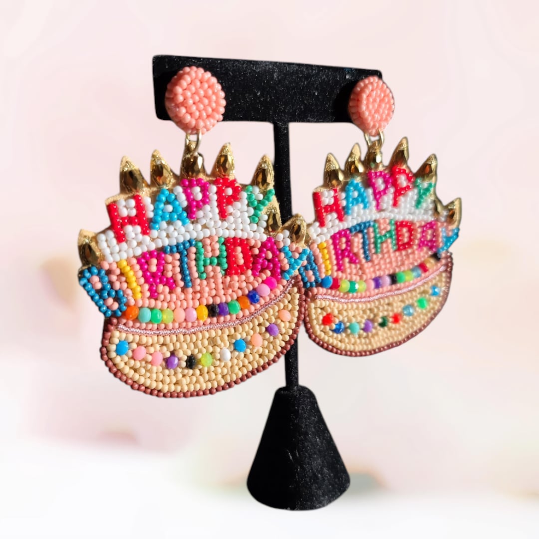 Happy Birthday Earrings/celebration Earrings /b-day Earrings / Aretes ...