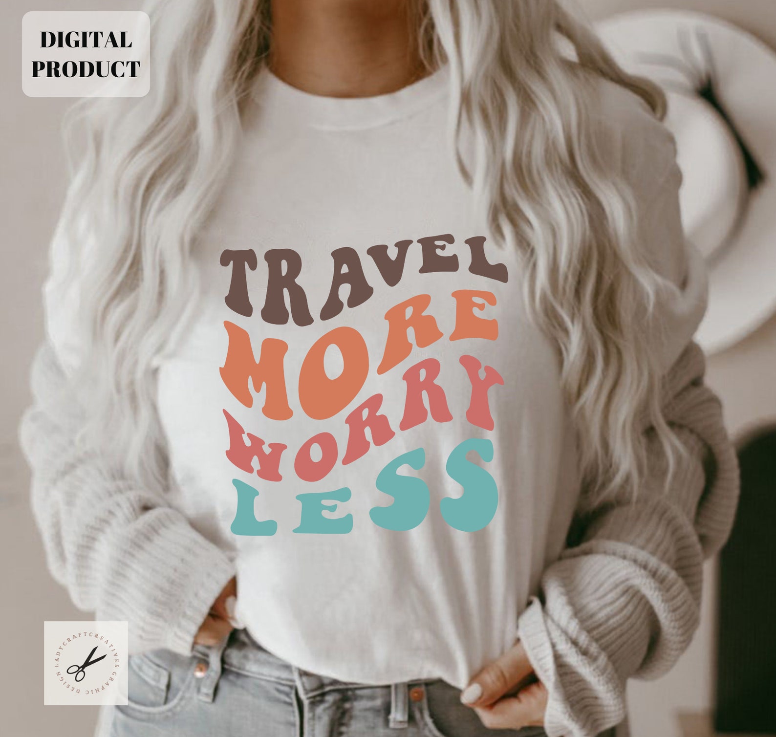 Travel More Worry Less Svg Retro Svg Wavy Letters Svg EPS | Etsy