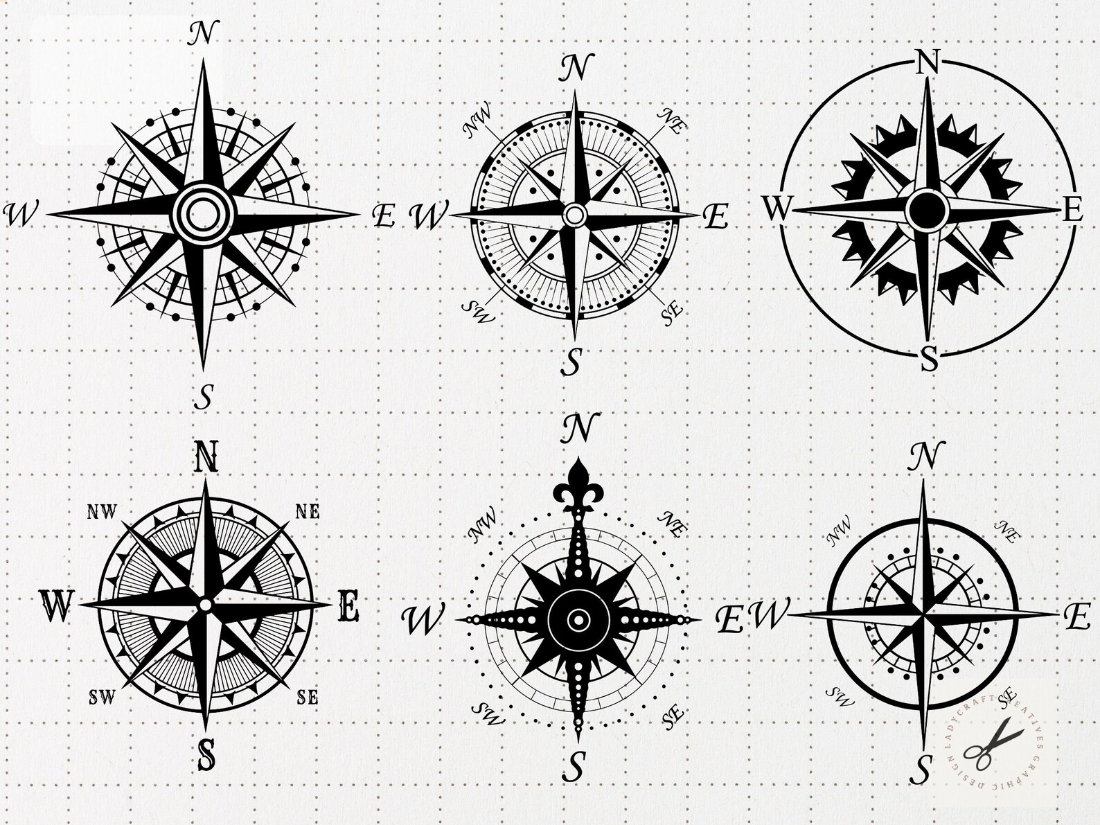 Compass Svg Compass Rose Svg Nautical Compass Svg Compass - Etsy