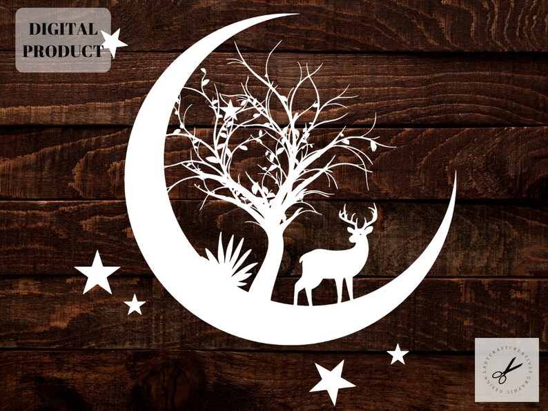 Moon Forest Svg Crescent Moon Forest Svg Moon Clipart | Etsy