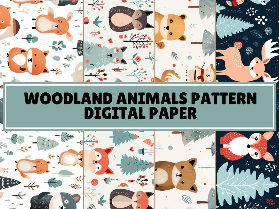 Woodland Animals Patterns Digital Paper | Woodland Theme Pattern ...