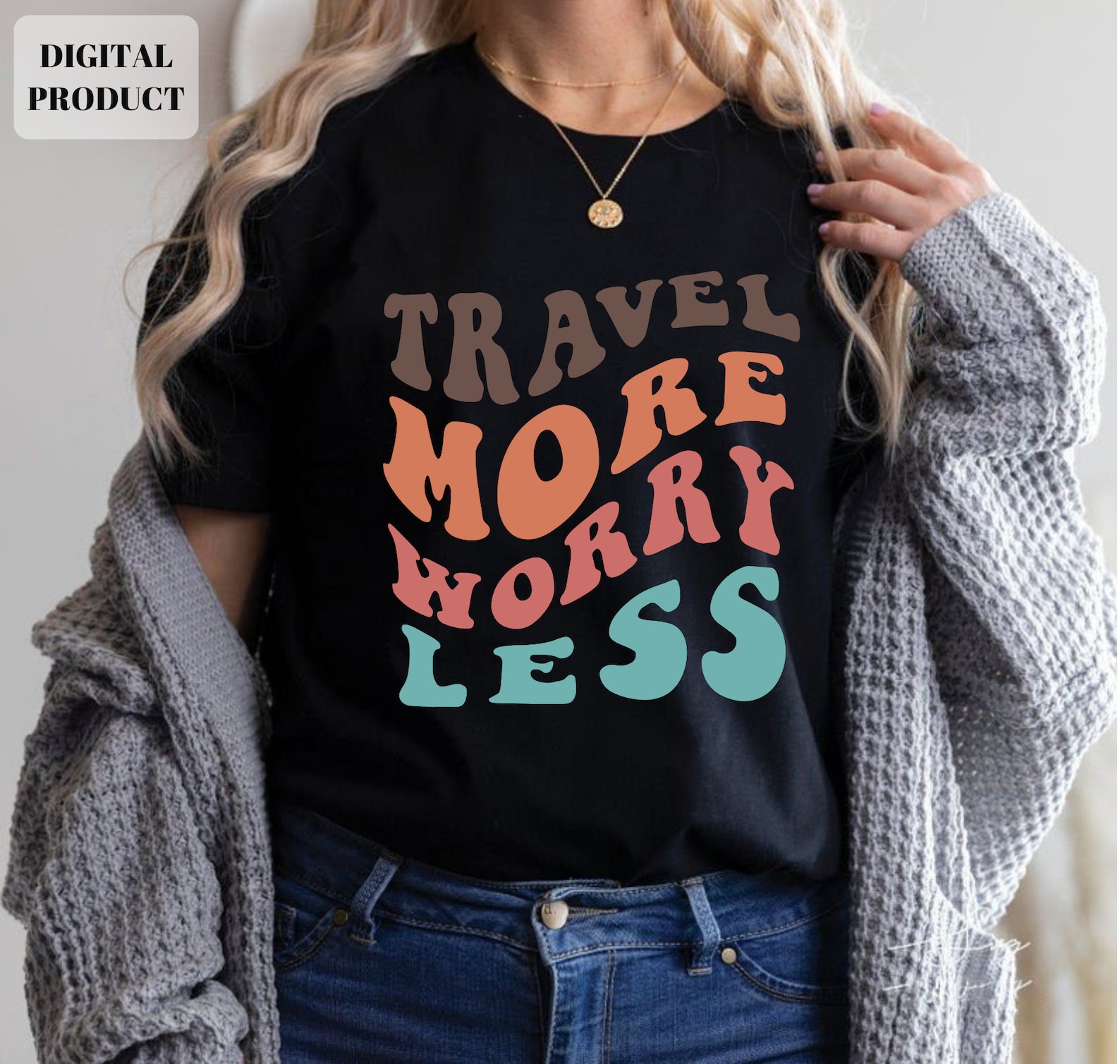 Travel More Worry Less Svg, Retro Svg, Wavy Letters Svg, EPS PNG Cricut ...