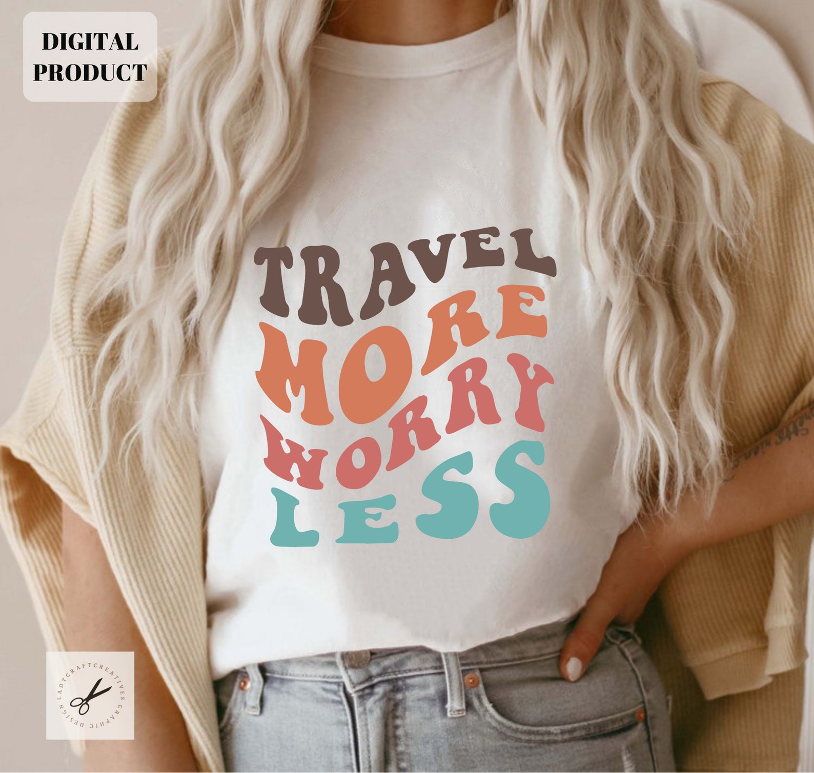 Travel More Worry Less Svg, Retro Svg, Wavy Letters Svg, EPS PNG Cricut ...