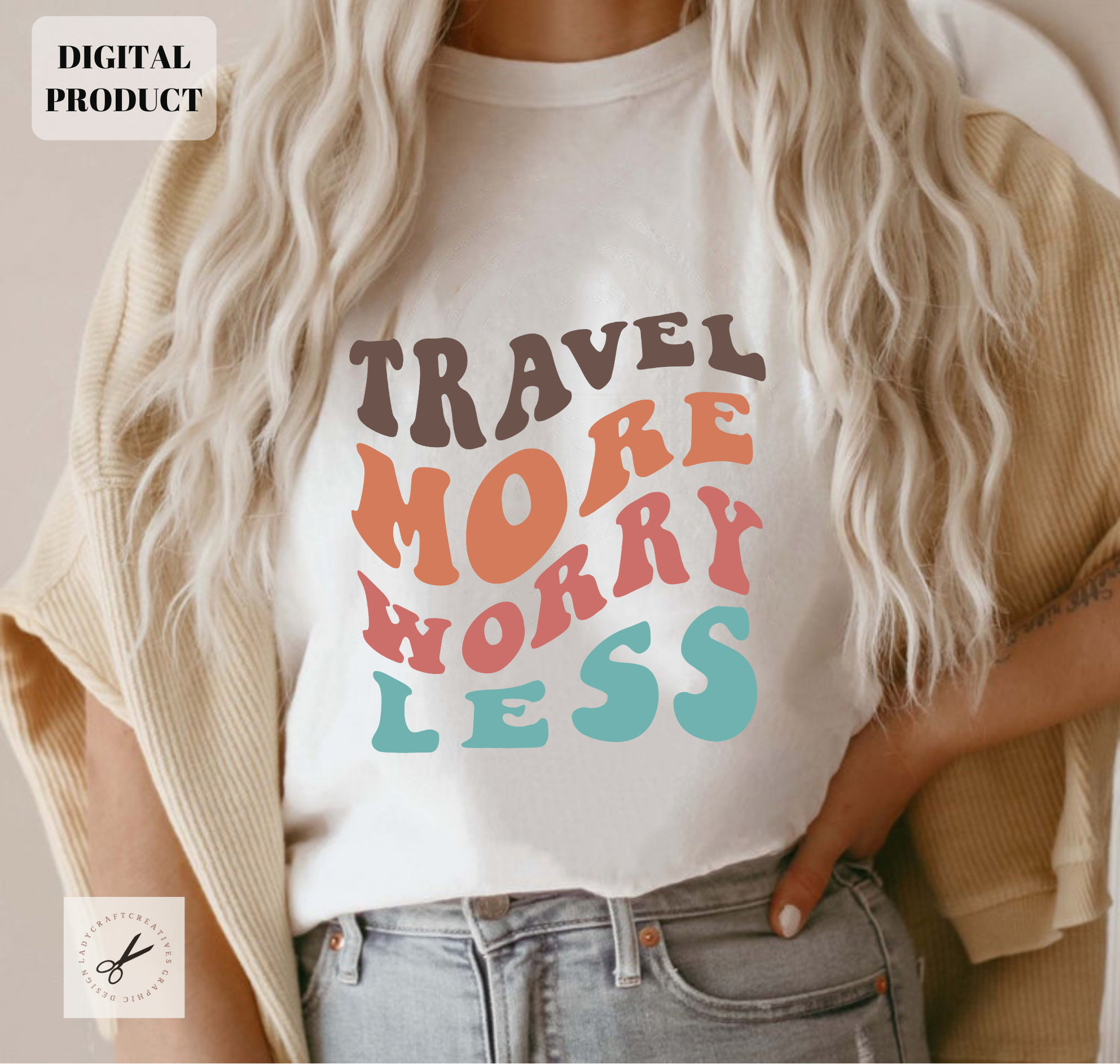 Travel More Worry Less Svg, Retro Svg, Wavy Letters Svg, EPS PNG Cricut ...