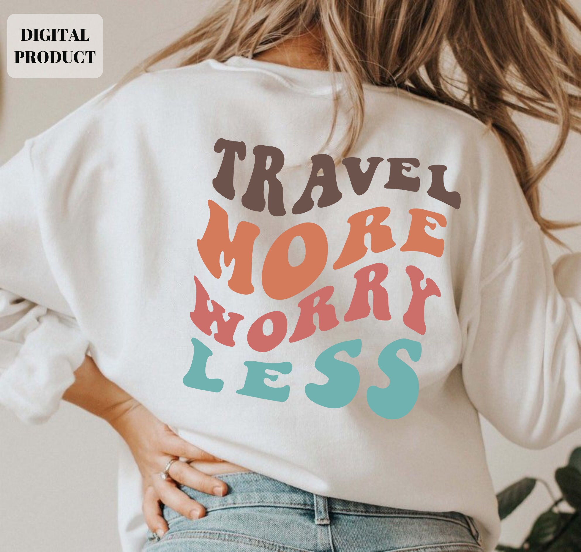Travel More Worry Less Svg Retro Svg Wavy Letters Svg EPS - Etsy