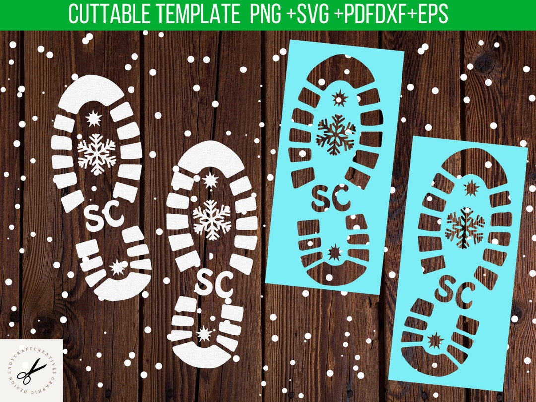 Santa Boot Print Svg, Santa Foot Print Svg - Laser Cricut Cut SVG File ...