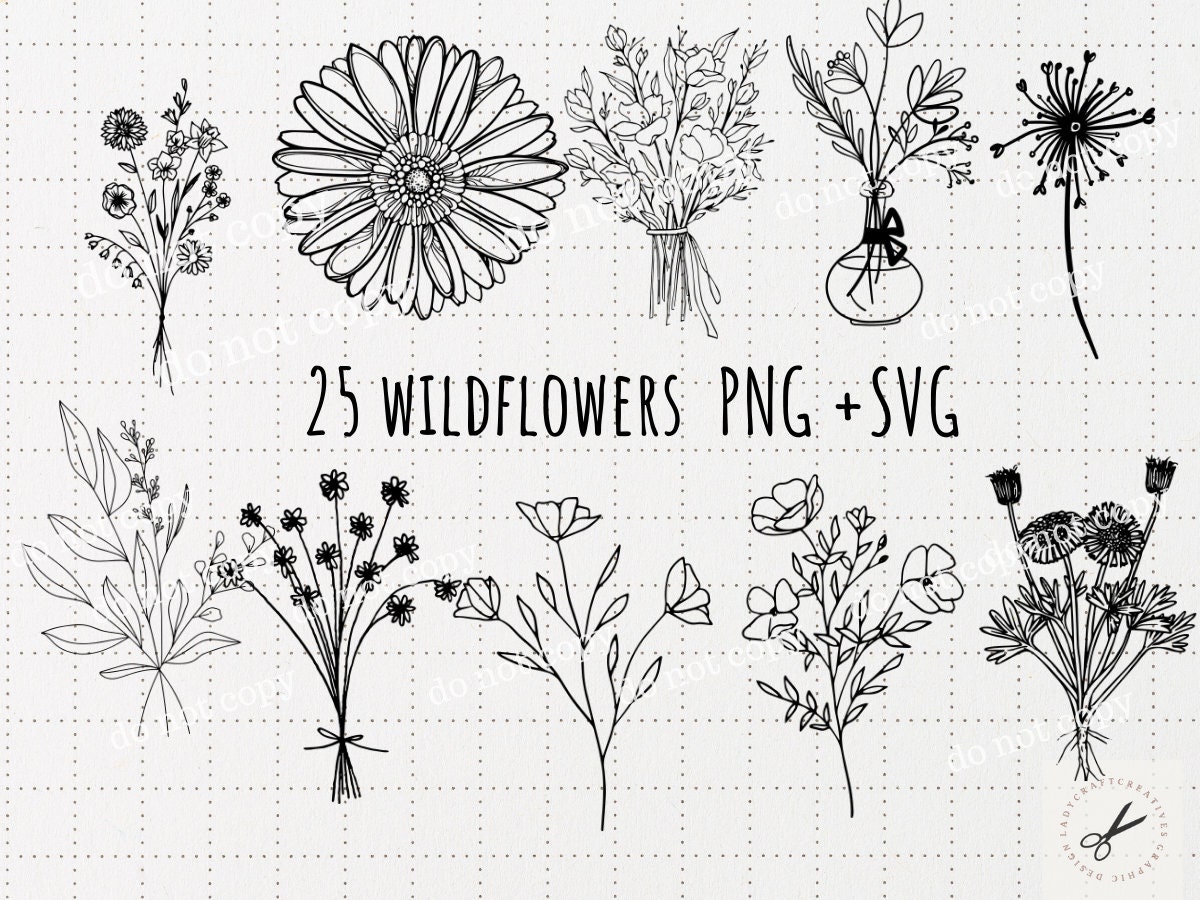 Wildflower Svg Wildflower Bouquet Svg Simple Wildflower Svg - Etsy