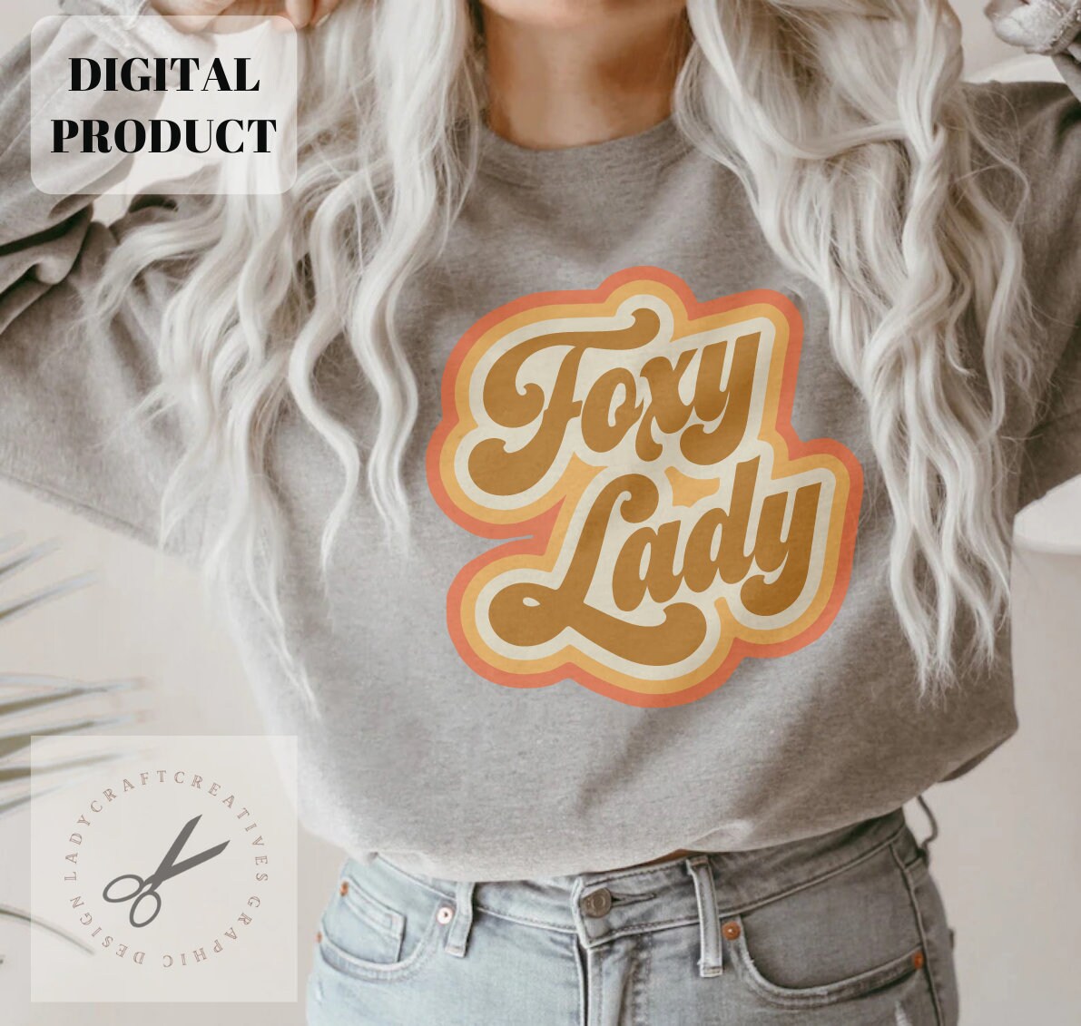 Foxy Lady Svg Png Vintage Retro Style Cricut Instant | Etsy