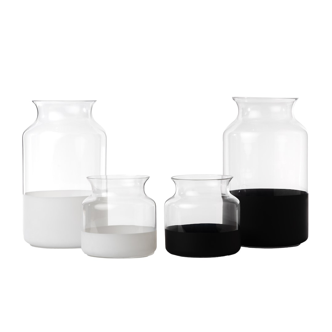 Poet Collection Glass Vase With White or Black Dipped Bottom, Color ...