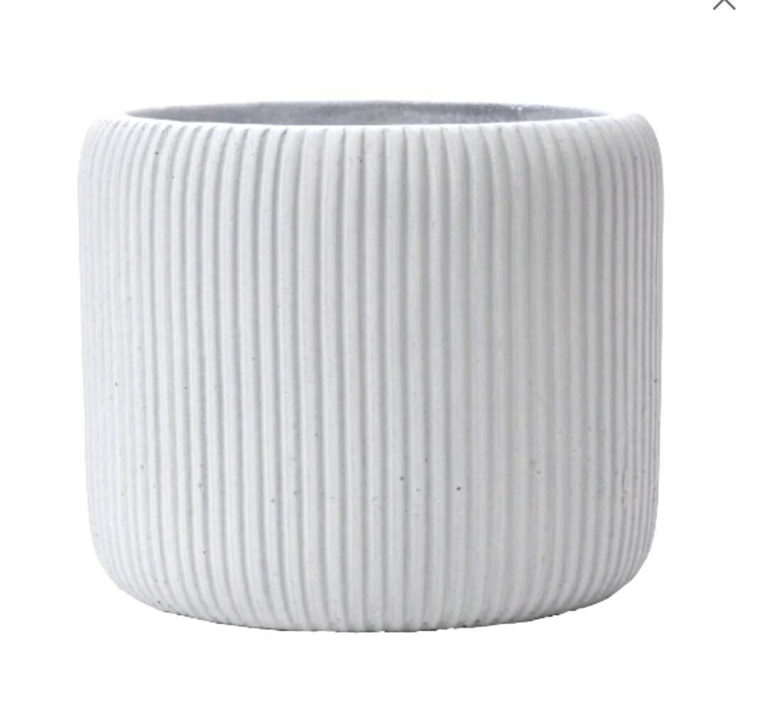 Small White Fluted Ribbed Ceramic Planter, Ribbed Planter, Fluted ...