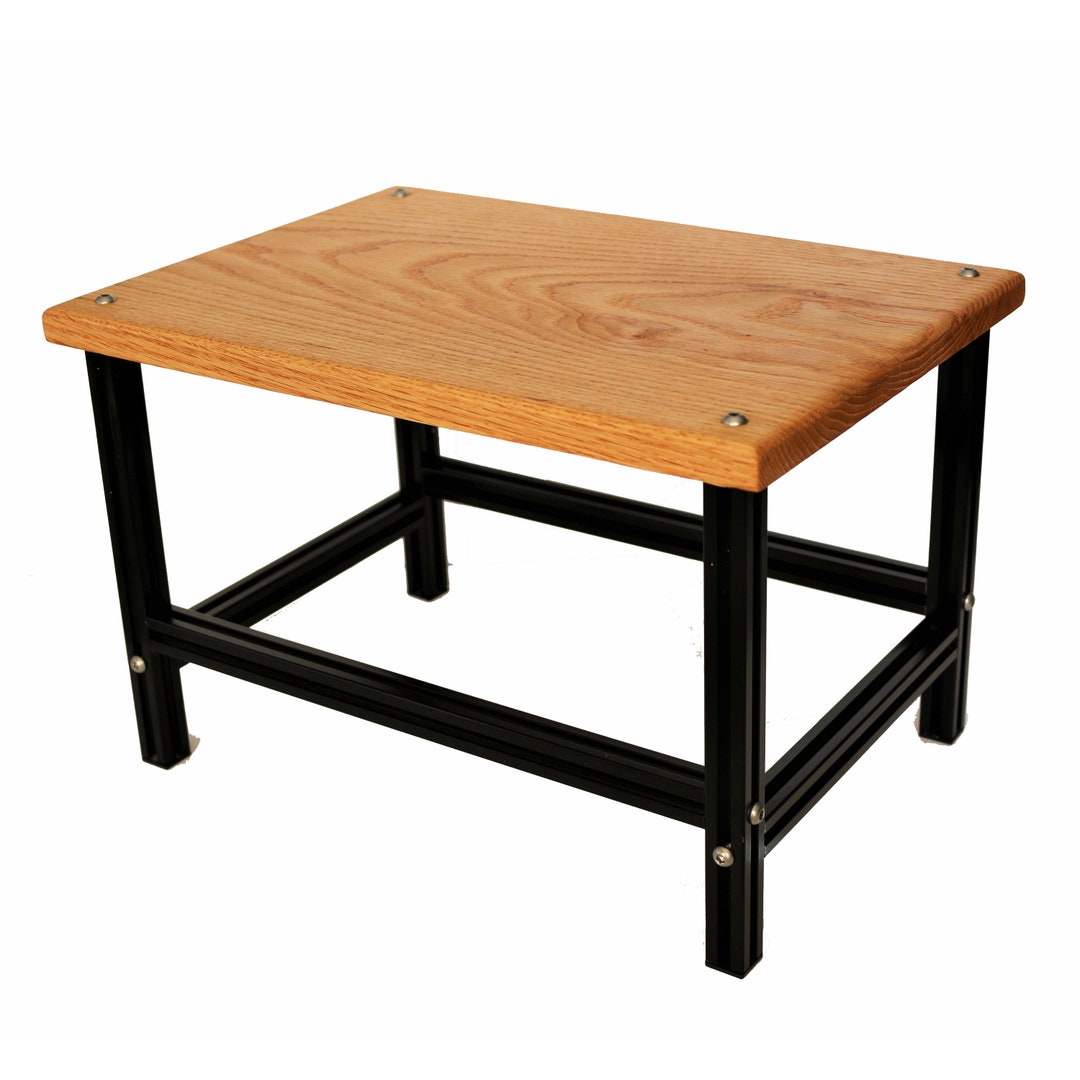 One Step Stool, Solid Wood and Black Aluminum, Hardwood, Handmade ...