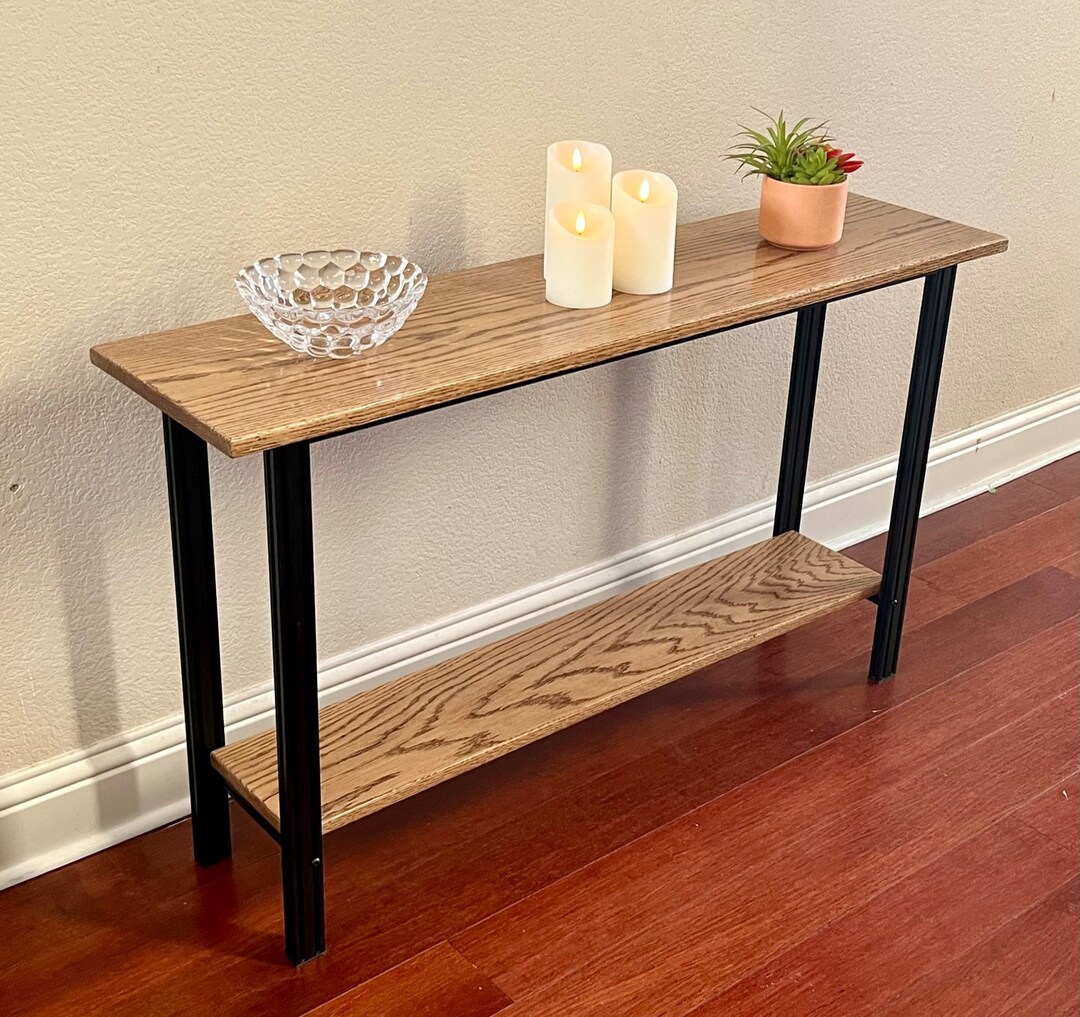 Walnut Wood and Metal, Console, Long Slim Table, 60L X 11D X 30H - Etsy