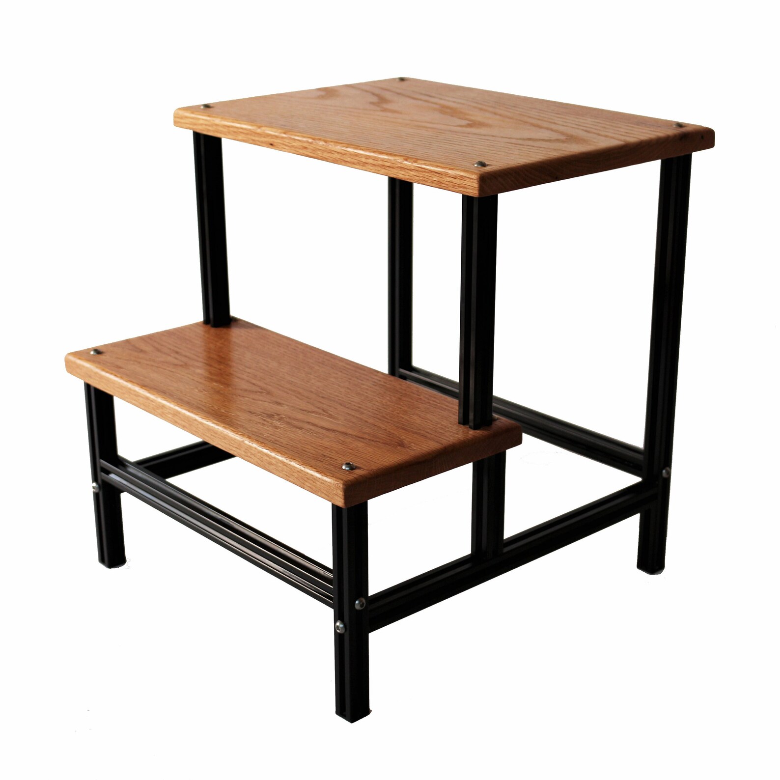 Step Stool Solid Wood and Black Aluminum Hardwood Handmade | Etsy