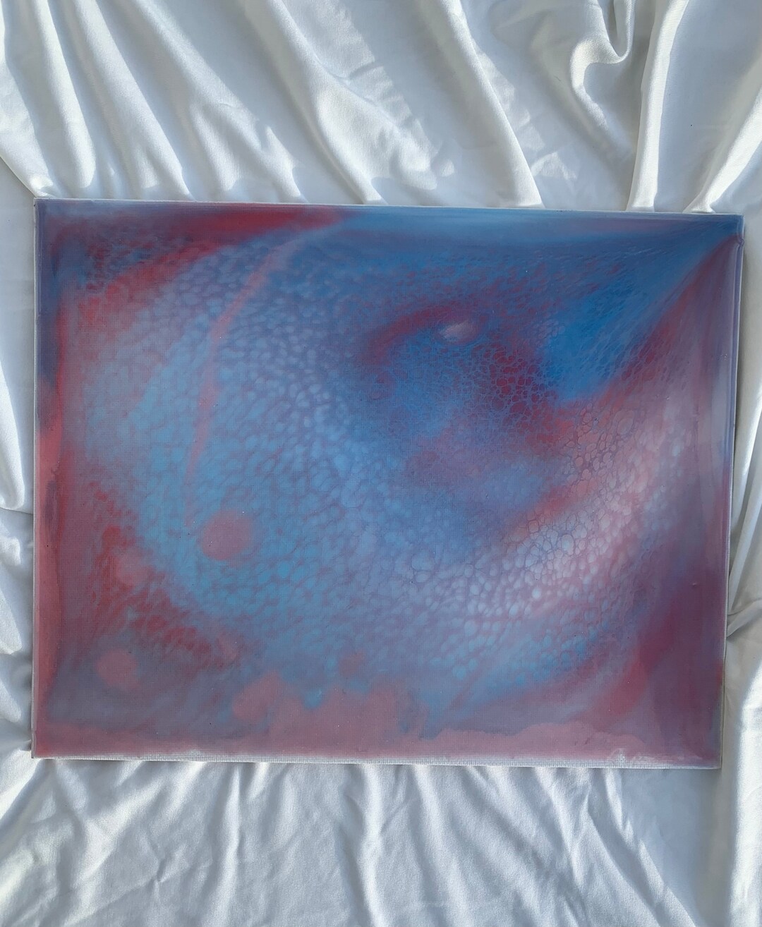 Resin Painting in Shades of Blue and Red on Canvas Resin Decoration - Etsy