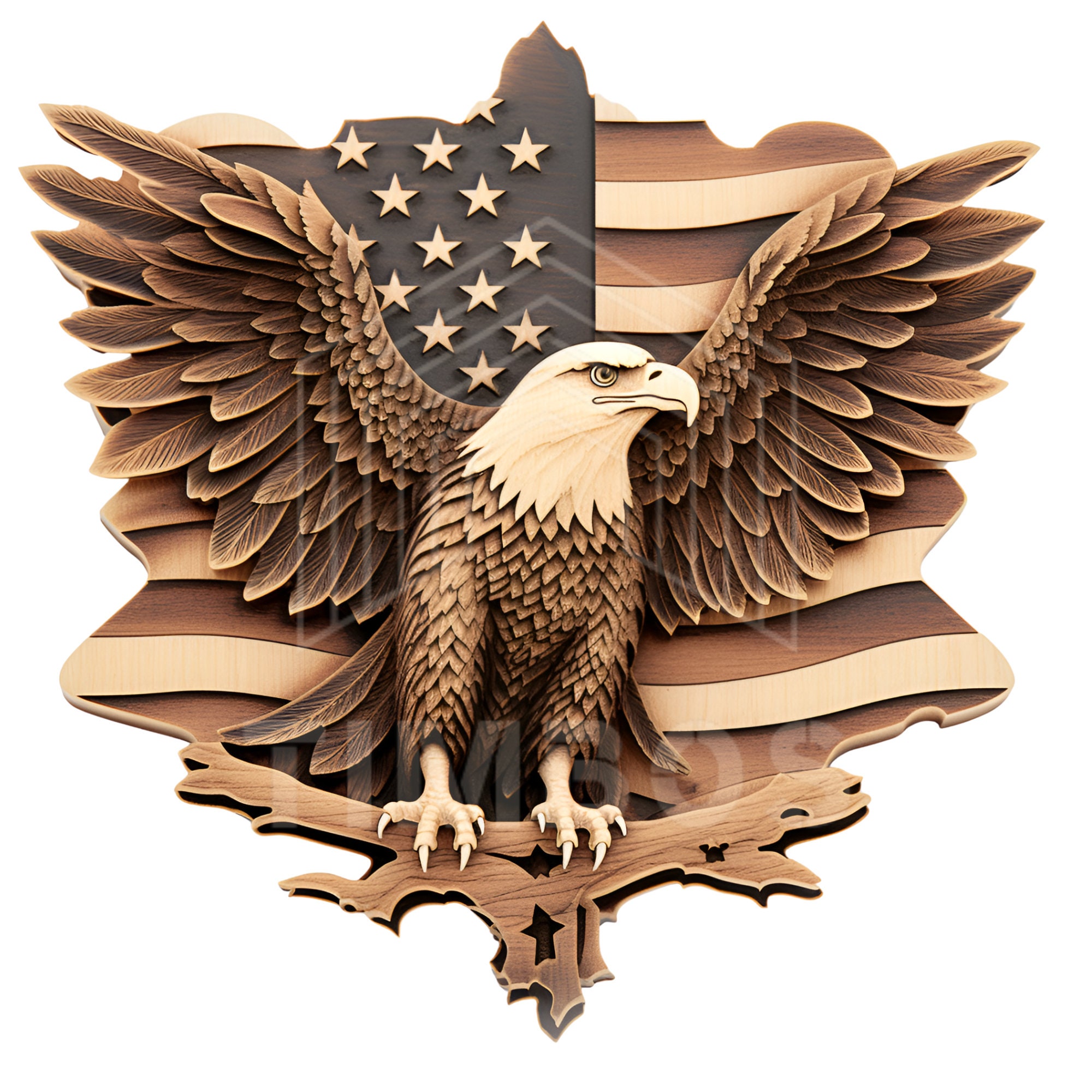 Laser Burn Engrave PNG 3D Llusion Bald Eagle Laser Ready Patriotic USA ...