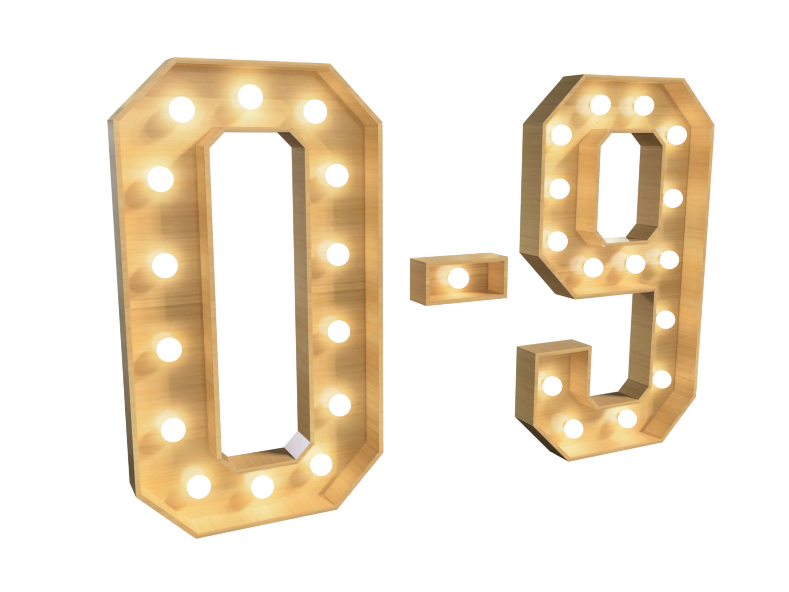 DIY Marquee Numbers 4ft Template With Lights 0-9 Plans PDF for Wood MDF ...