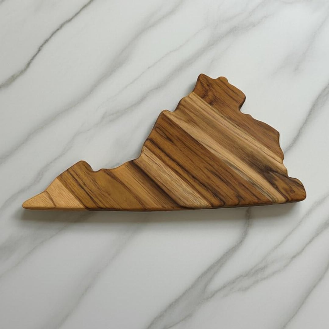 Virginia State-shaped Teak Charcuterie or Cutting Board, Serving Tray ...
