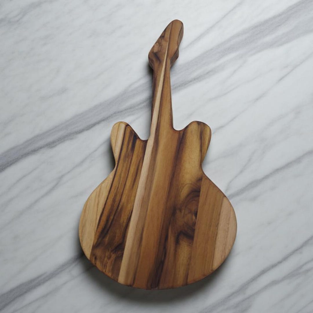 Guitar Shaped Teak Charcuterie or Cutting Board, Serving Tray ...