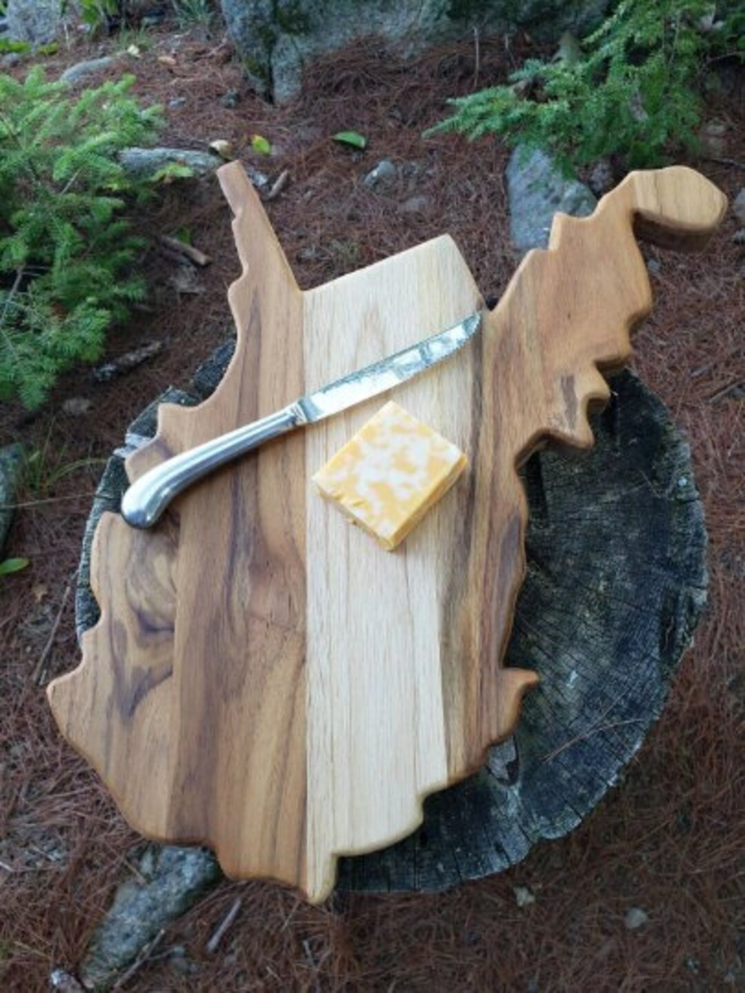 West Virginia State-shaped Teak Charcuterie or Cutting Board, Serving ...