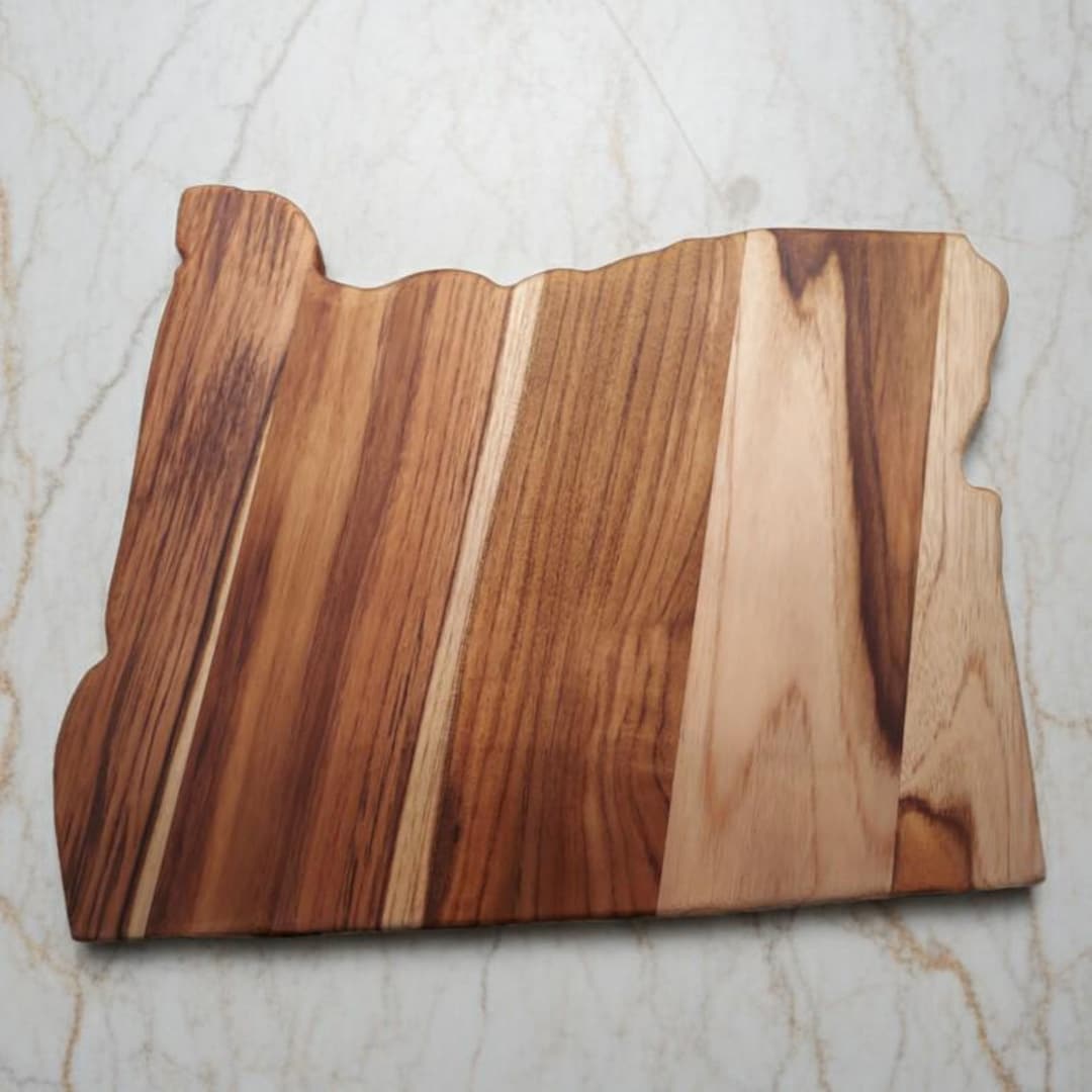 Oregon State-shaped Teak Charcuterie or Cutting Board, Serving Tray ...
