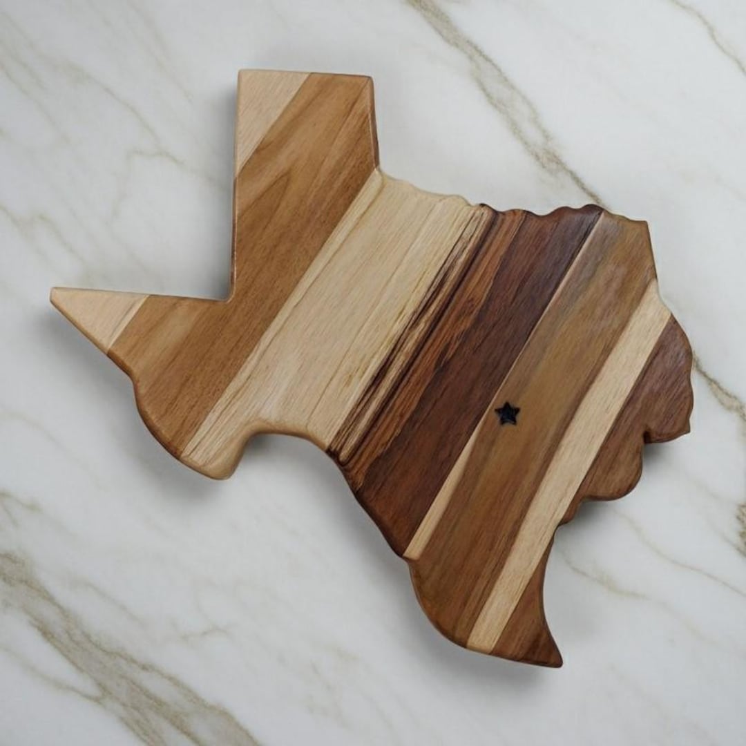 Texas State-shaped Teak Charcuterie or Cutting Board, Serving Tray ...