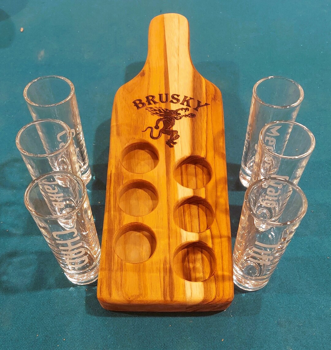 Personalized 6 Shot Glass Flight Board, Teak - Etsy
