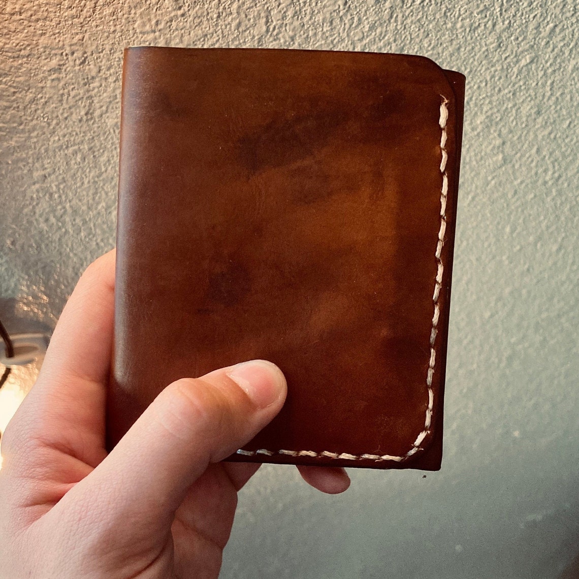 Brown Leather Trifold Wallet - Etsy UK