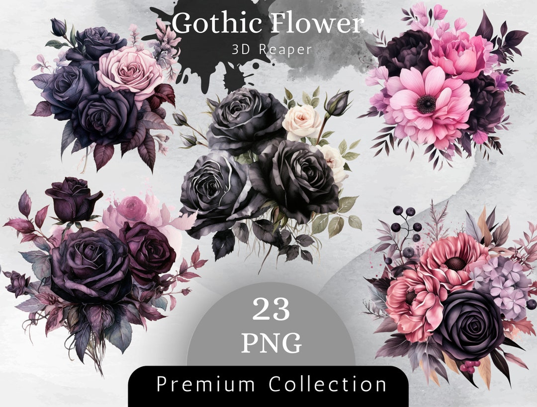 23 PNG Watercolor Gothic Floral Clipart Gothic Rose Magical Gothic ...