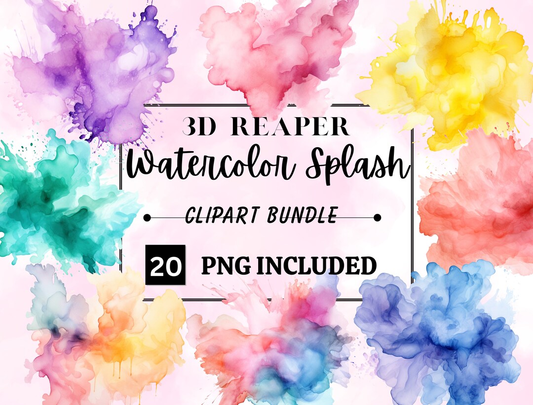 20 PNG Watercolor Splashes Clipart 20 Pastel Watercolor Alcohol Ink ...