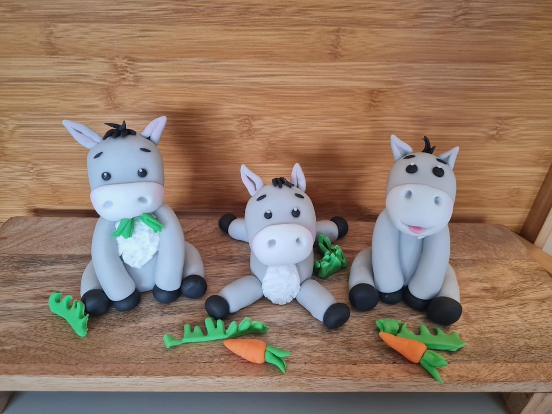 Fondant Figures, Farm Cute Donkeys as Cake Decoration Cake Toppers Cake ...