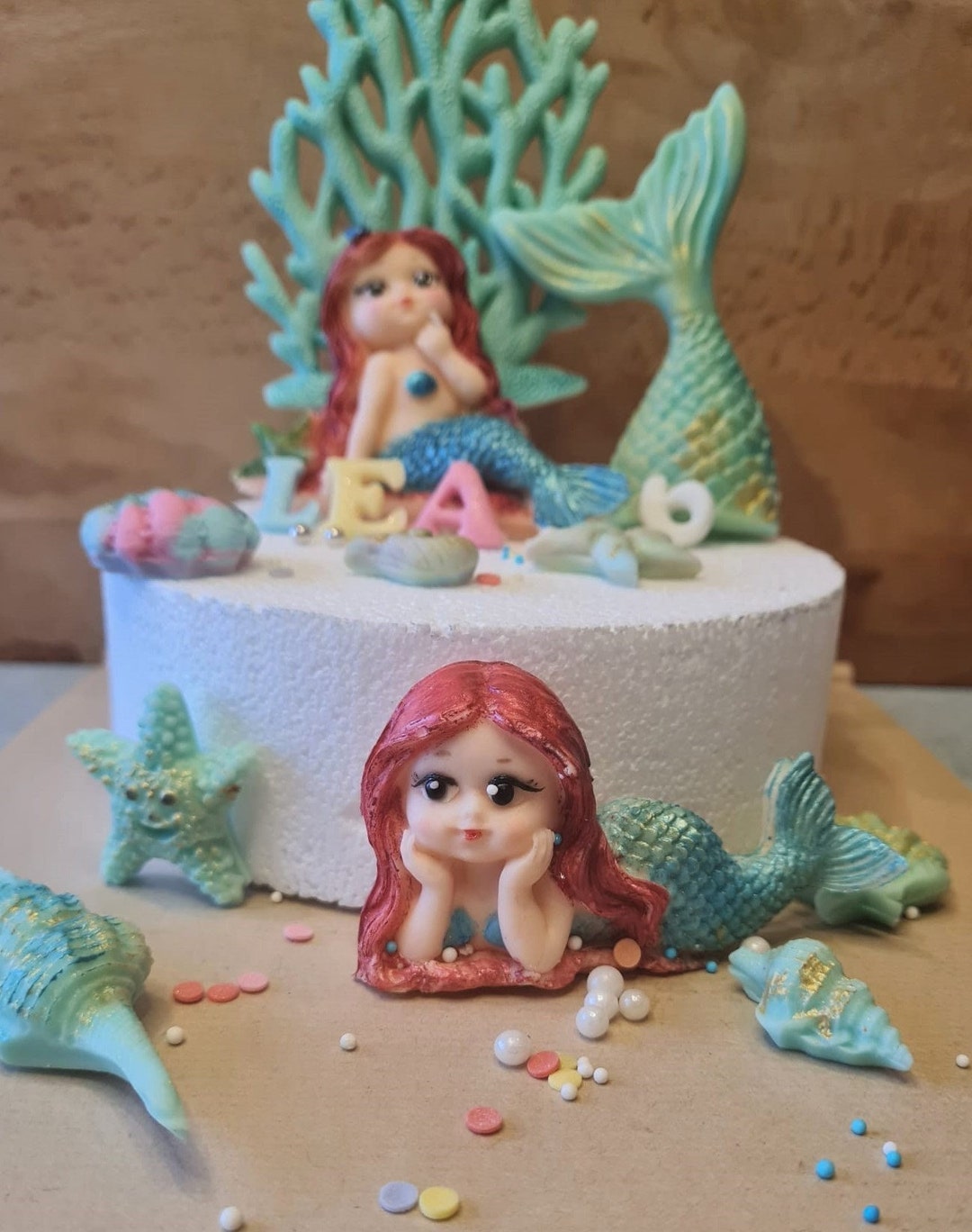 Mermaid Fondant Fish Fins Set With Name / Number Fondant Figures 2D ...