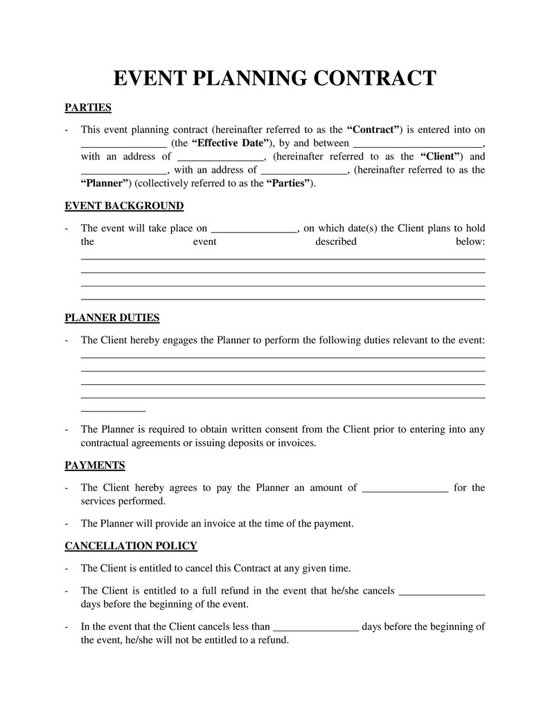 Event-planning-contract-template - Etsy