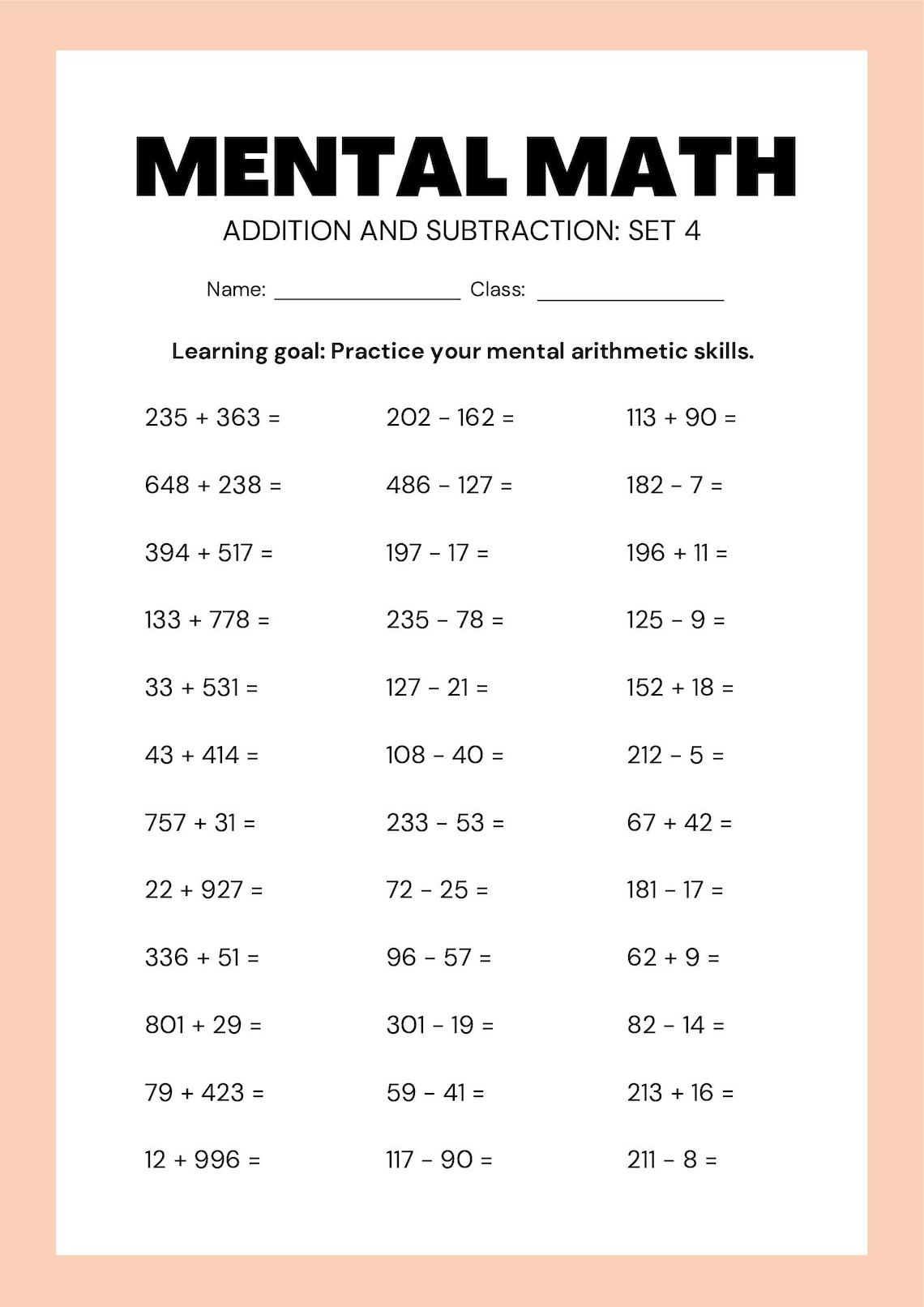 Colorful Math Addition & Subtraction Worksheets - 8-page Printable for ...