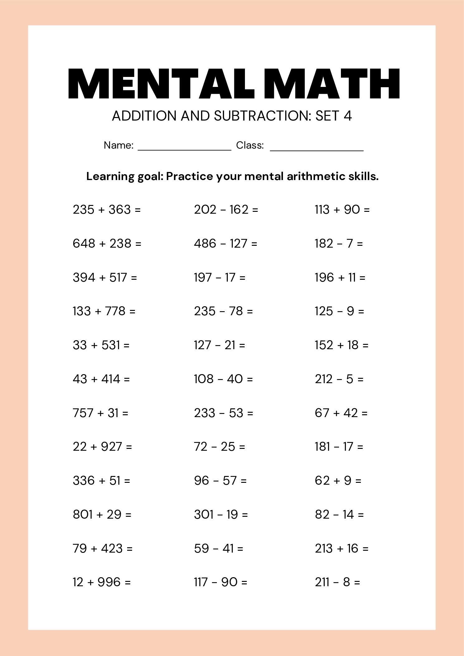 Colorful Math Addition & Subtraction Worksheets - 8-page Printable for ...