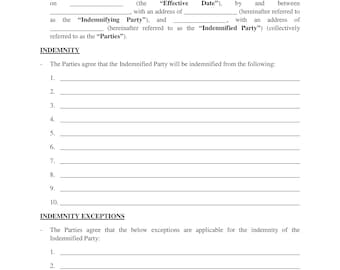 Indemnification Agreement Template, Company Indemnity Agreement ...