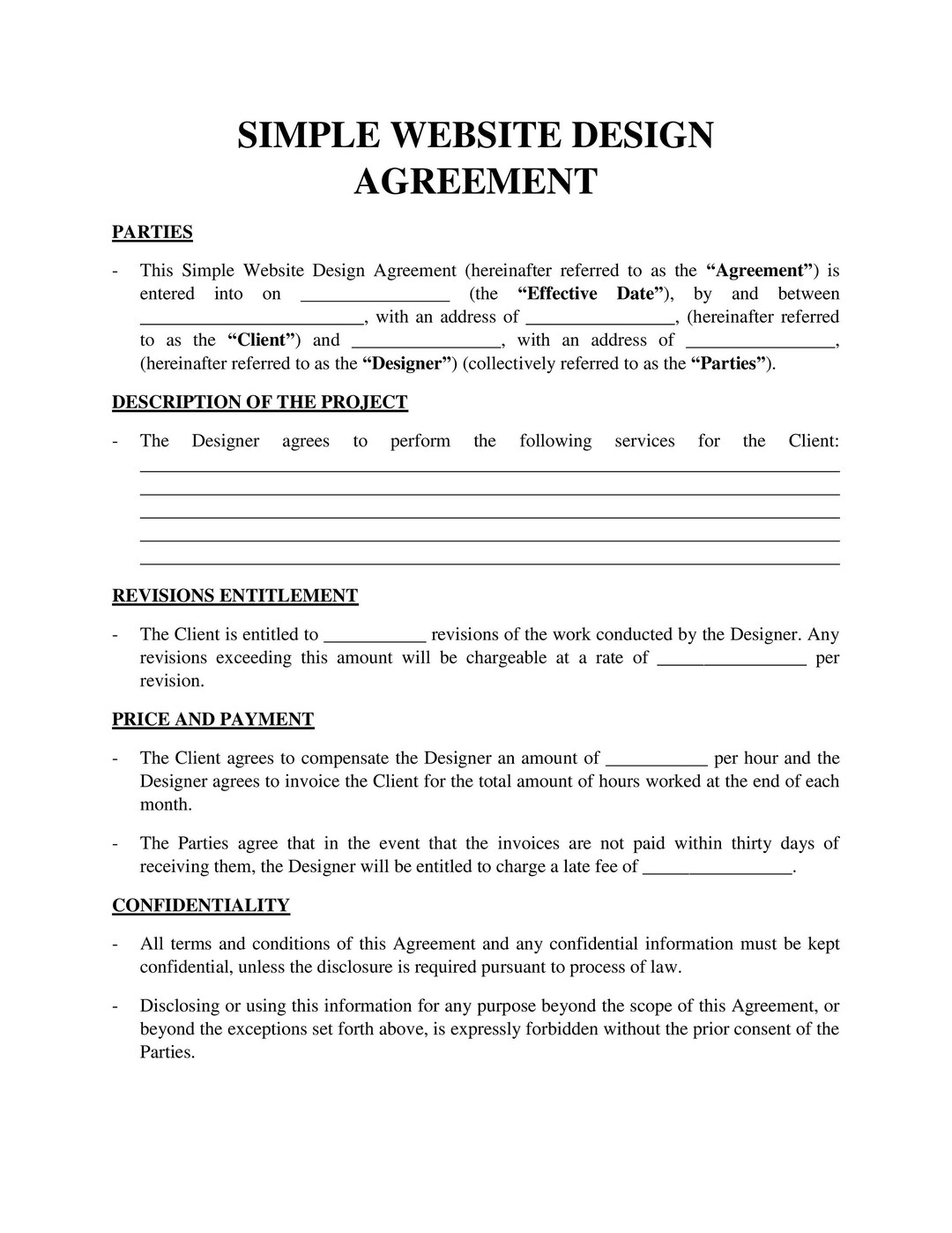 Simple-website-design-agreement-template - Etsy