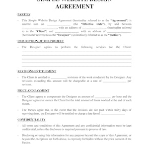 Simple-website-design-agreement-template - Etsy
